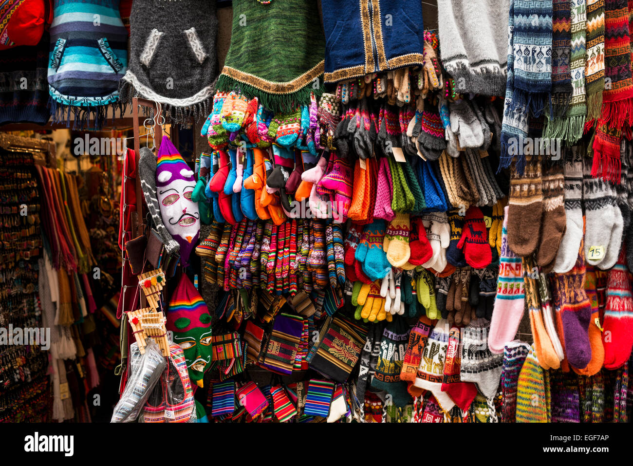 Textile shops, La Paz, Bolivia Stock Photo - Alamy