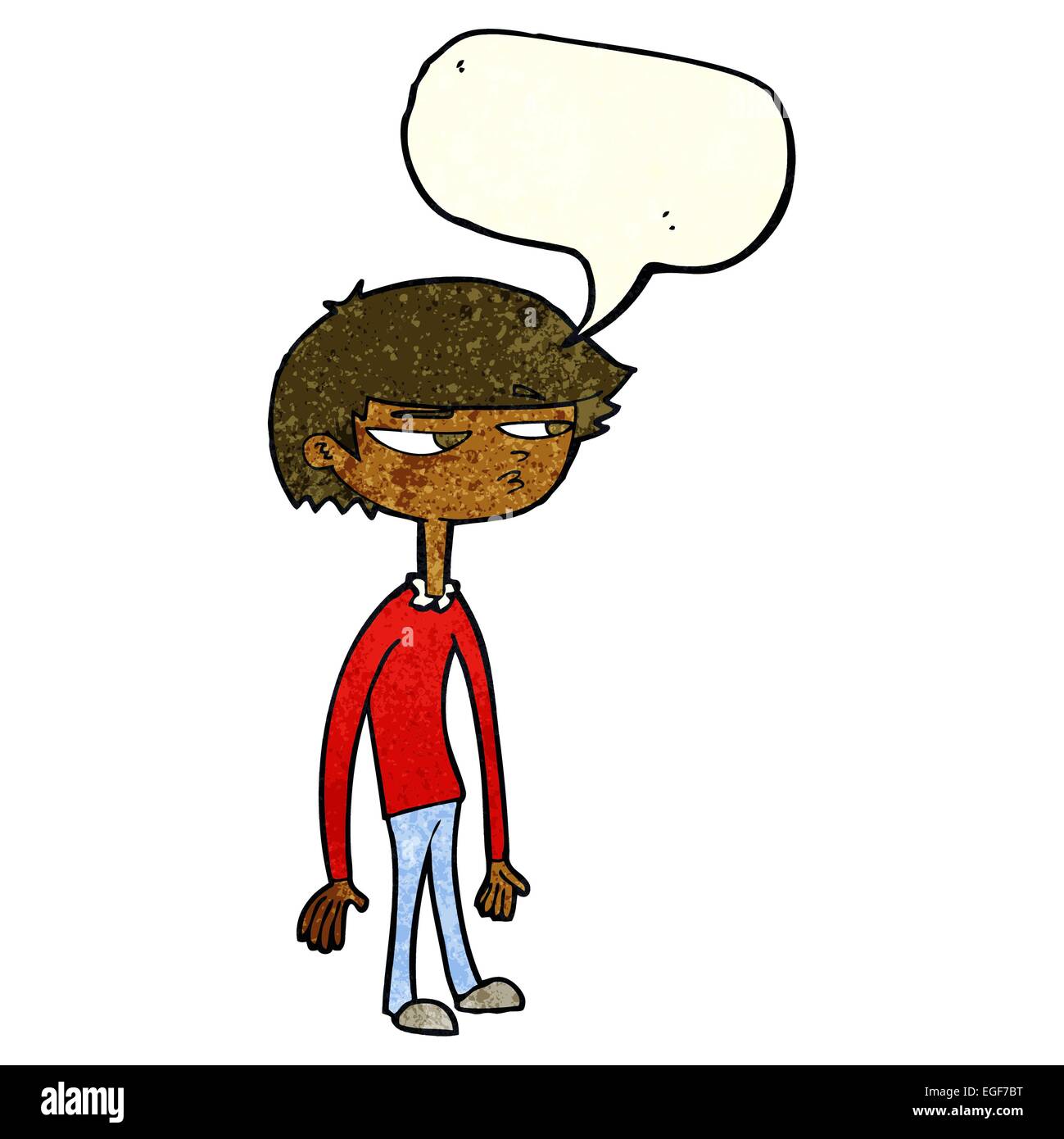 cartoon suspicious boy with speech bubble Stock Vector Image & Art - Alamy