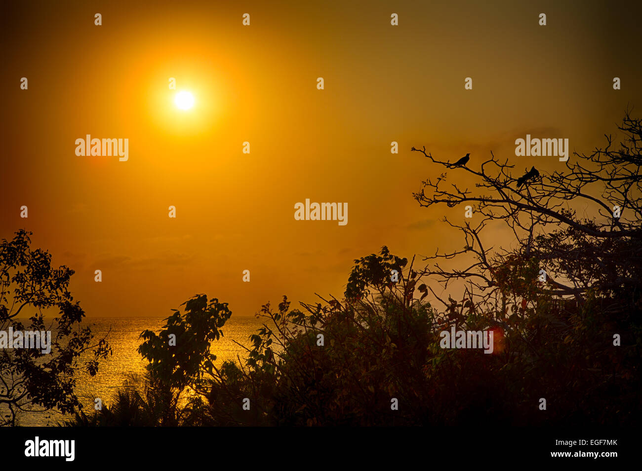 The sunsets on the Caribbean sea on the Colombian Coast Stock Photo - Alamy