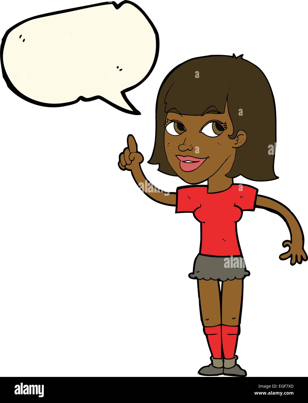 cartoon pretty girl with idea with speech bubble Stock Vector Image ...