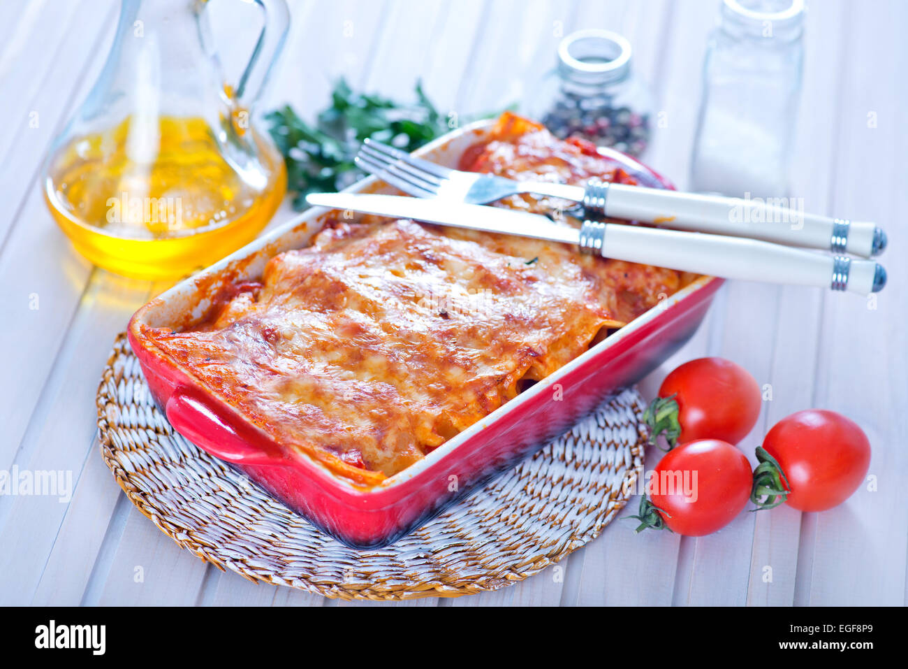 lasagna in bowl and on a table Stock Photo - Alamy