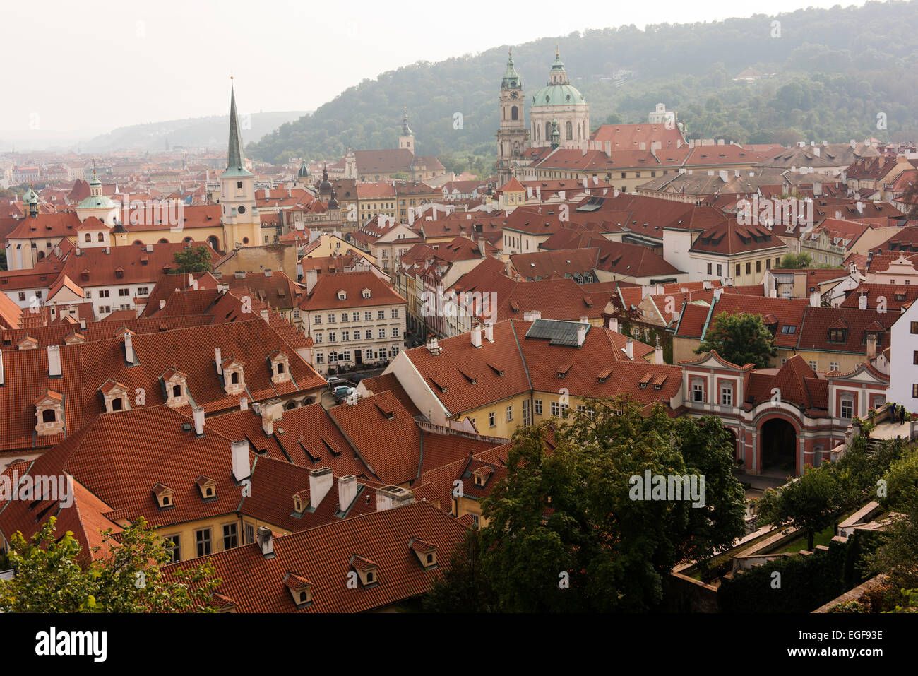Prague rooftops and skyline Stock Photo - Alamy