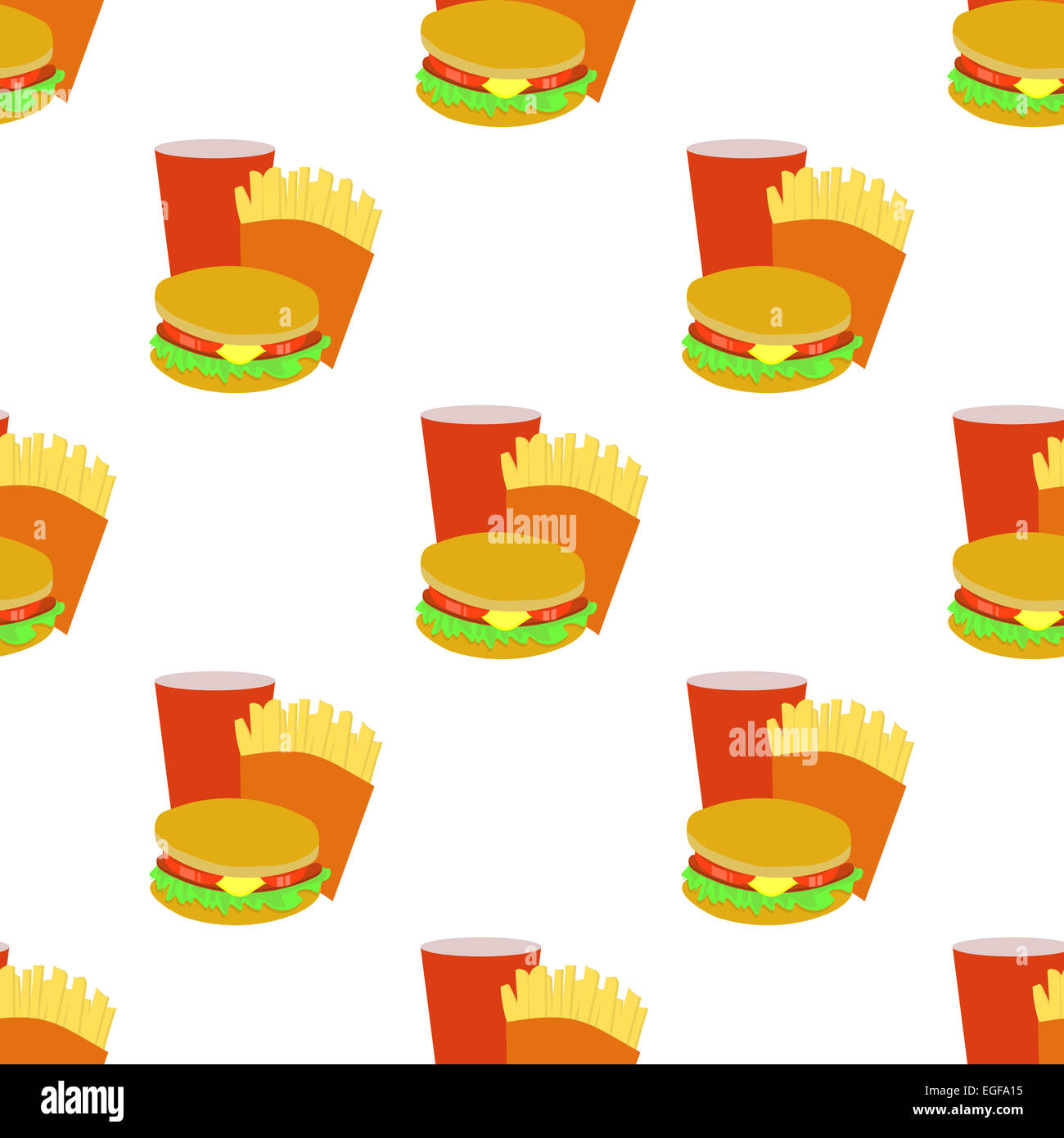 Seamless background with cartoon style fastfoods Stock Photo - Alamy