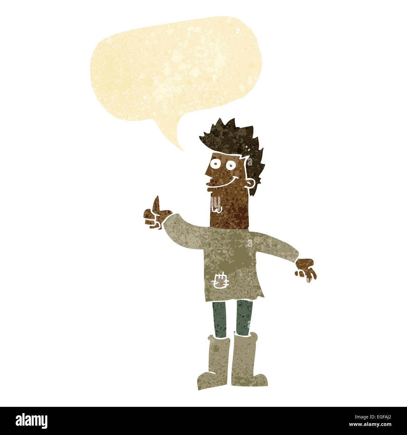 cartoon positive thinking man in rags with speech bubble Stock Vector ...
