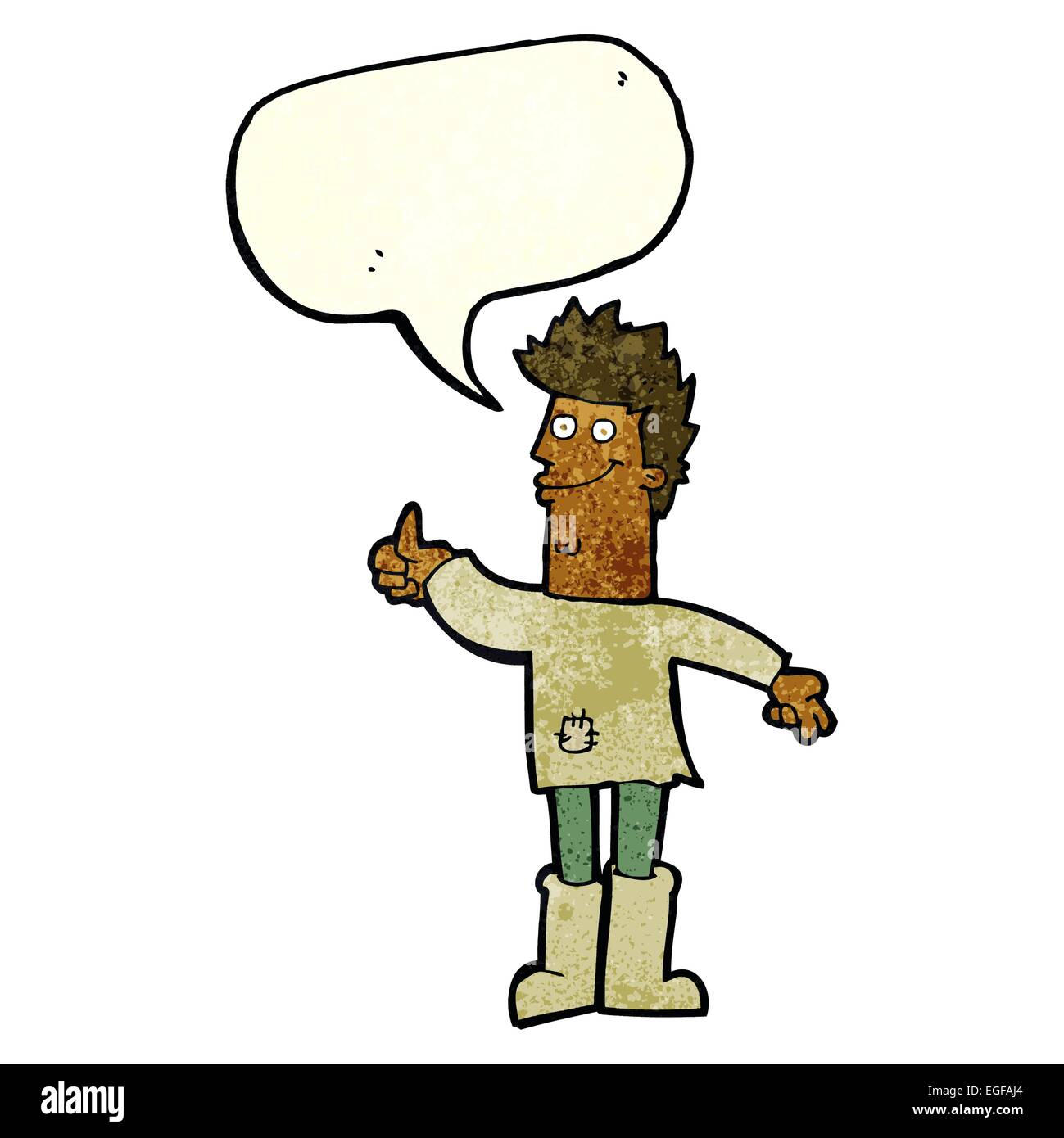 cartoon positive thinking man in rags with speech bubble Stock Vector ...