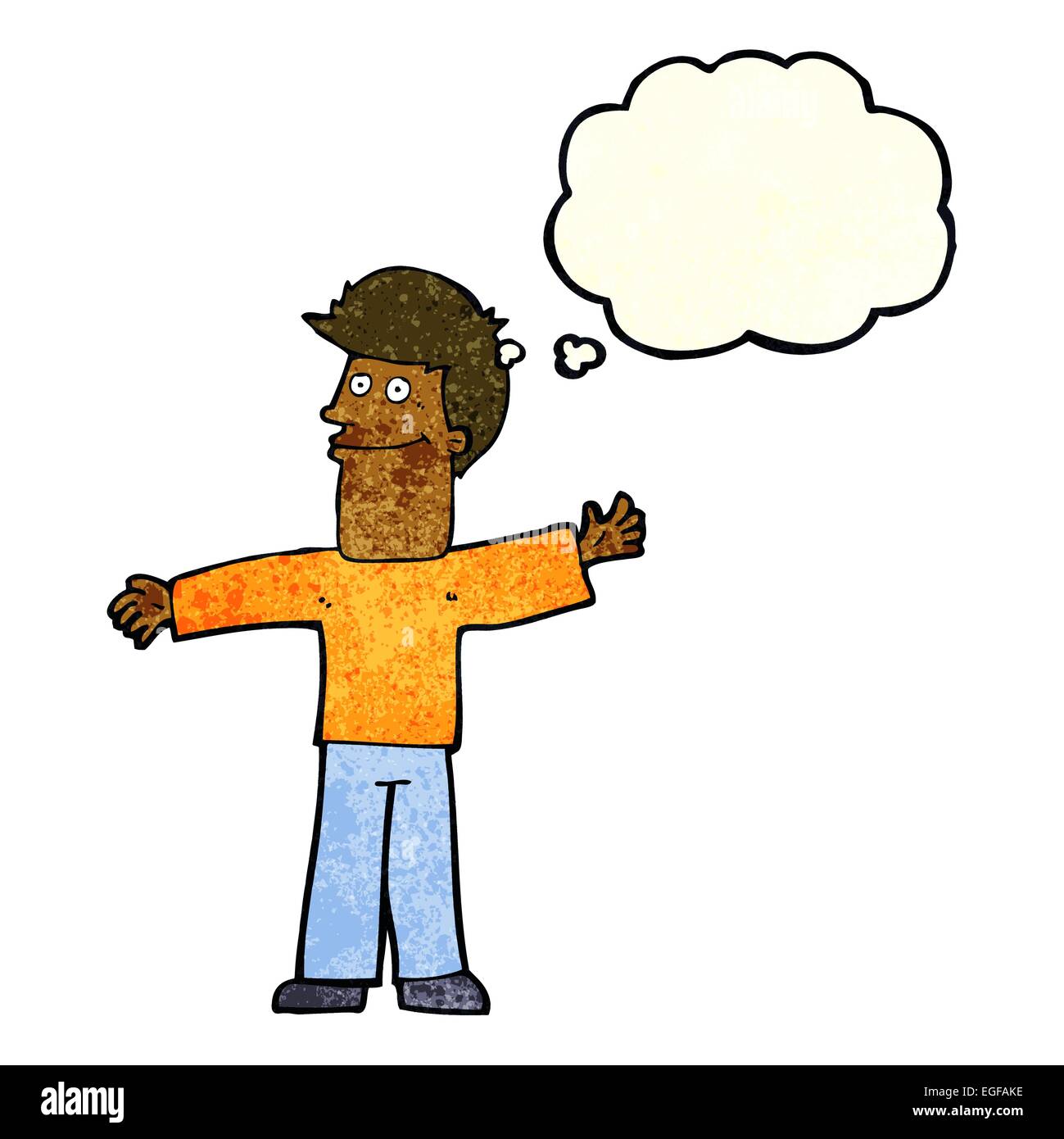 cartoon happy man with thought bubble Stock Vector Image & Art - Alamy