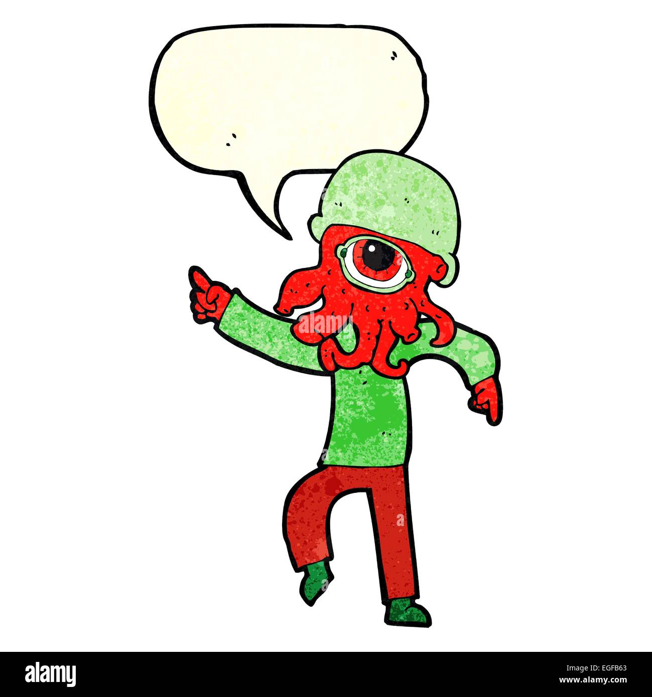 cartoon alien man dancing with speech bubble Stock Vector Image & Art ...