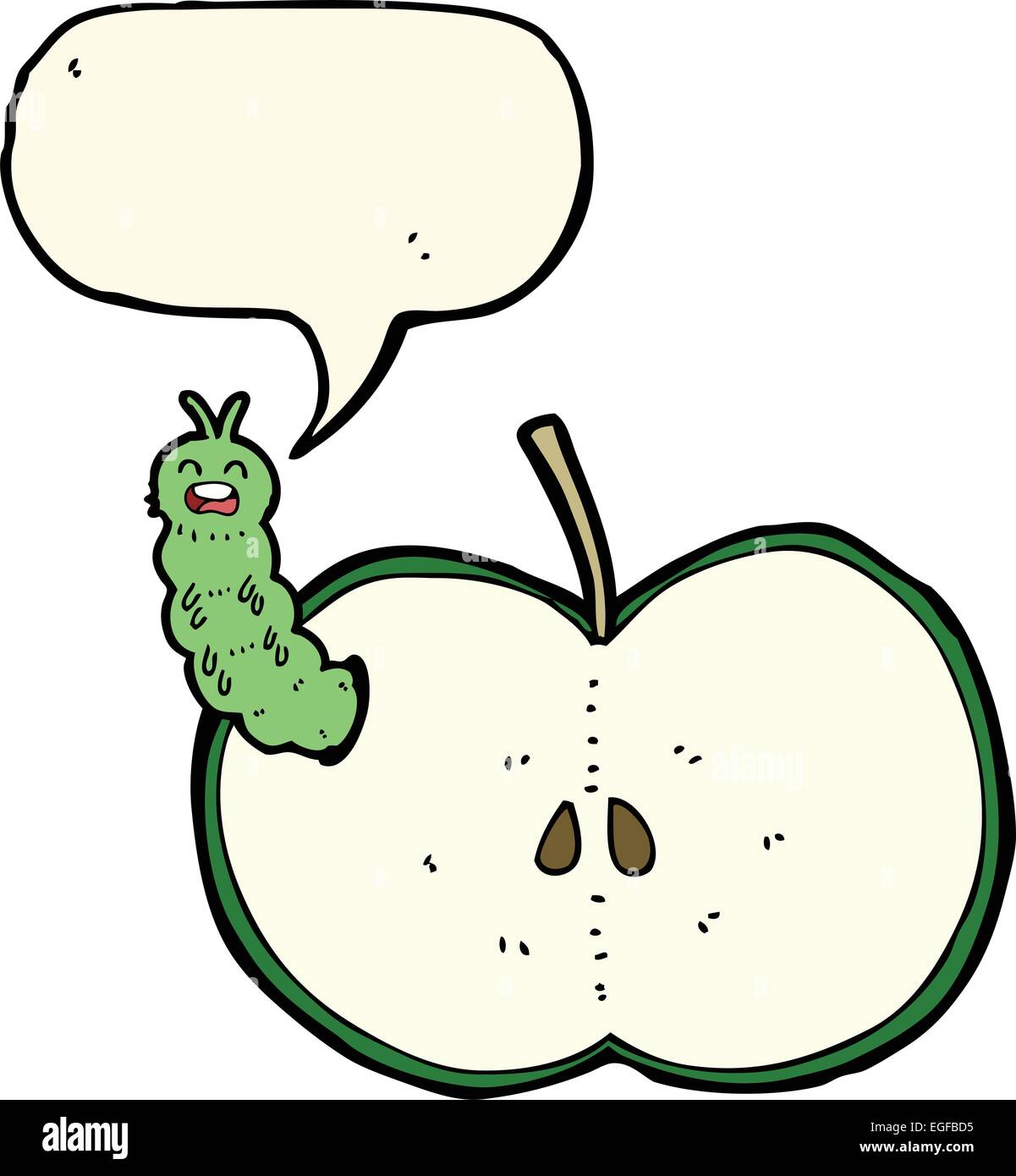 cartoon bug eating apple with speech bubble Stock Vector Image & Art ...