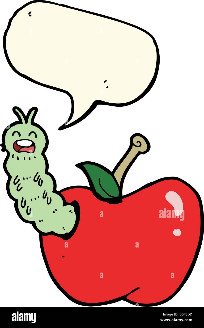 cartoon bug eating apple with speech bubble Stock Vector Image & Art ...