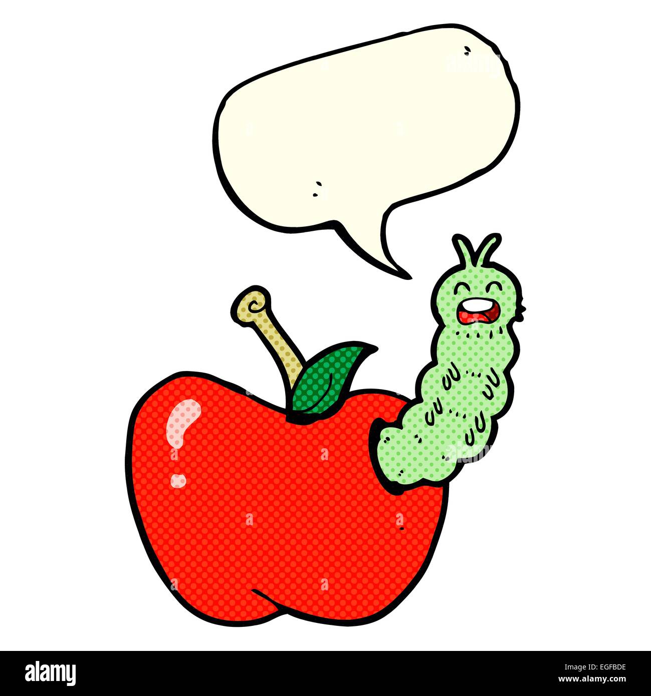 cartoon bug eating apple with speech bubble Stock Vector Image & Art ...