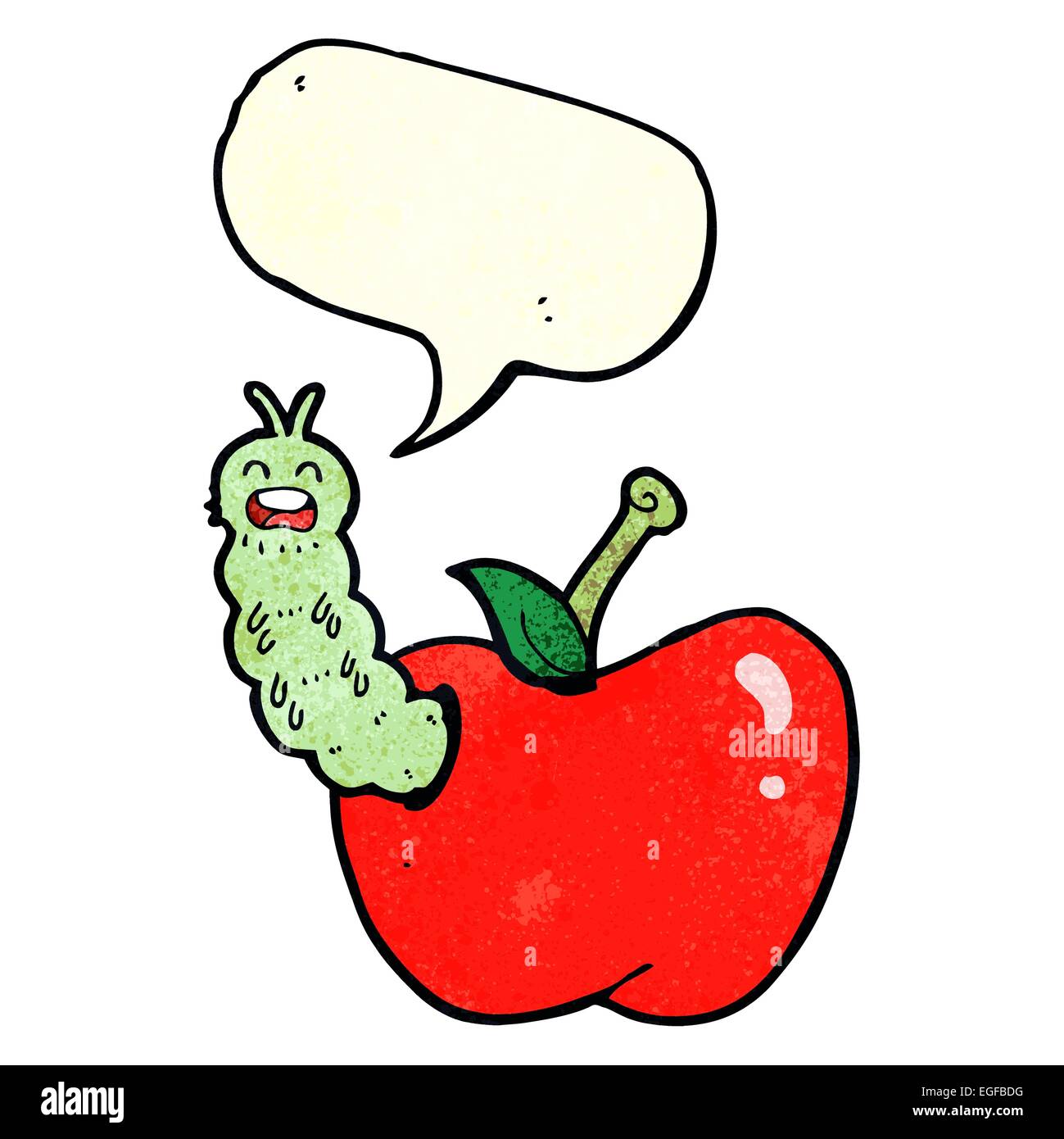 cartoon bug eating apple with speech bubble Stock Vector Image & Art ...