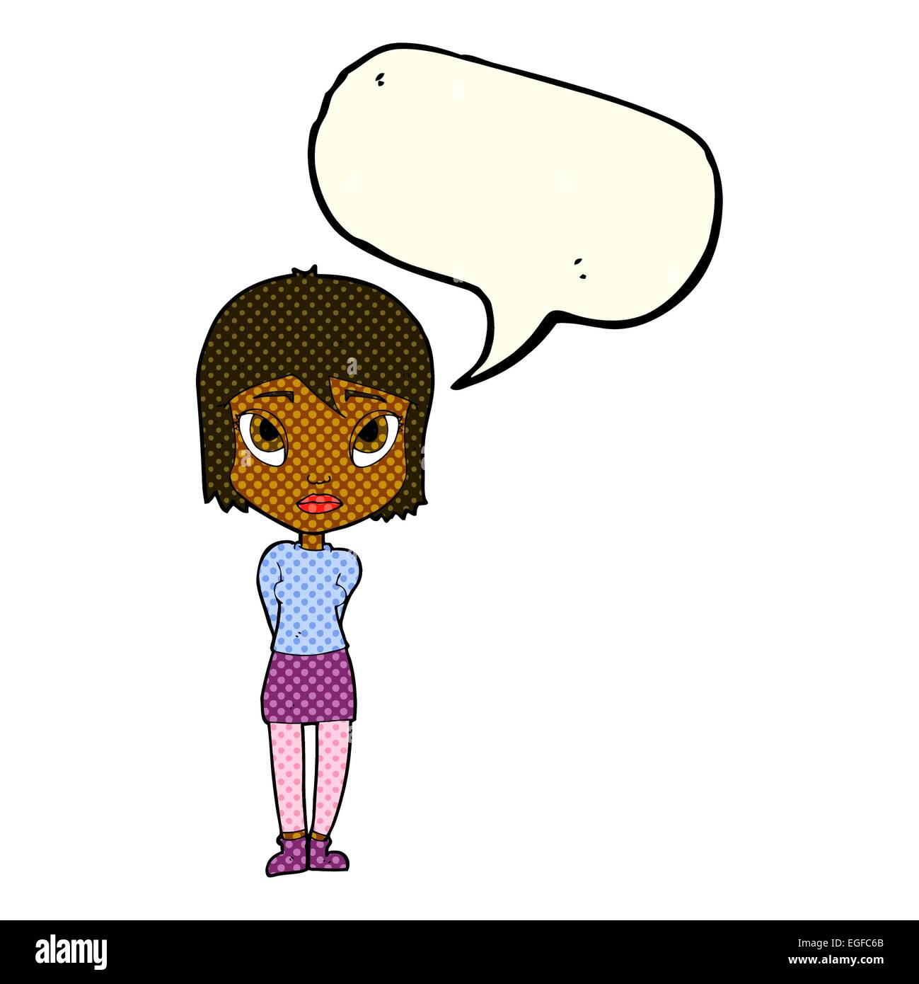 cartoon shy girl with speech bubble Stock Vector Image & Art - Alamy