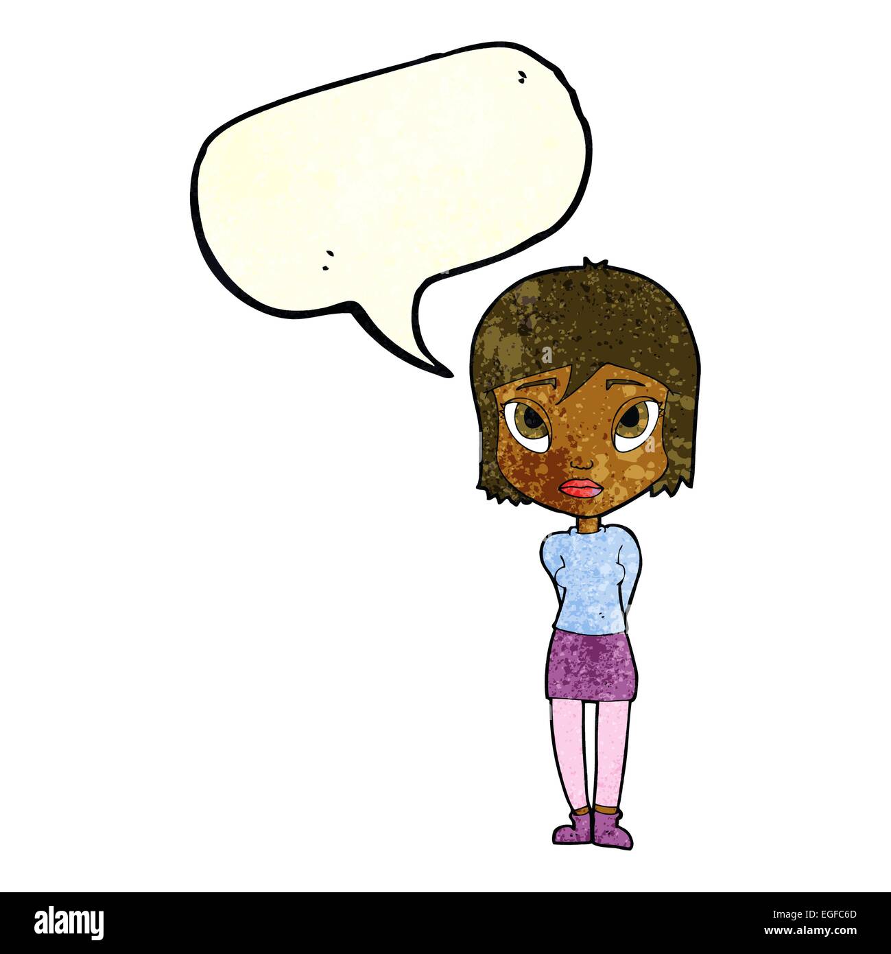 cartoon shy girl with speech bubble Stock Vector Image & Art - Alamy