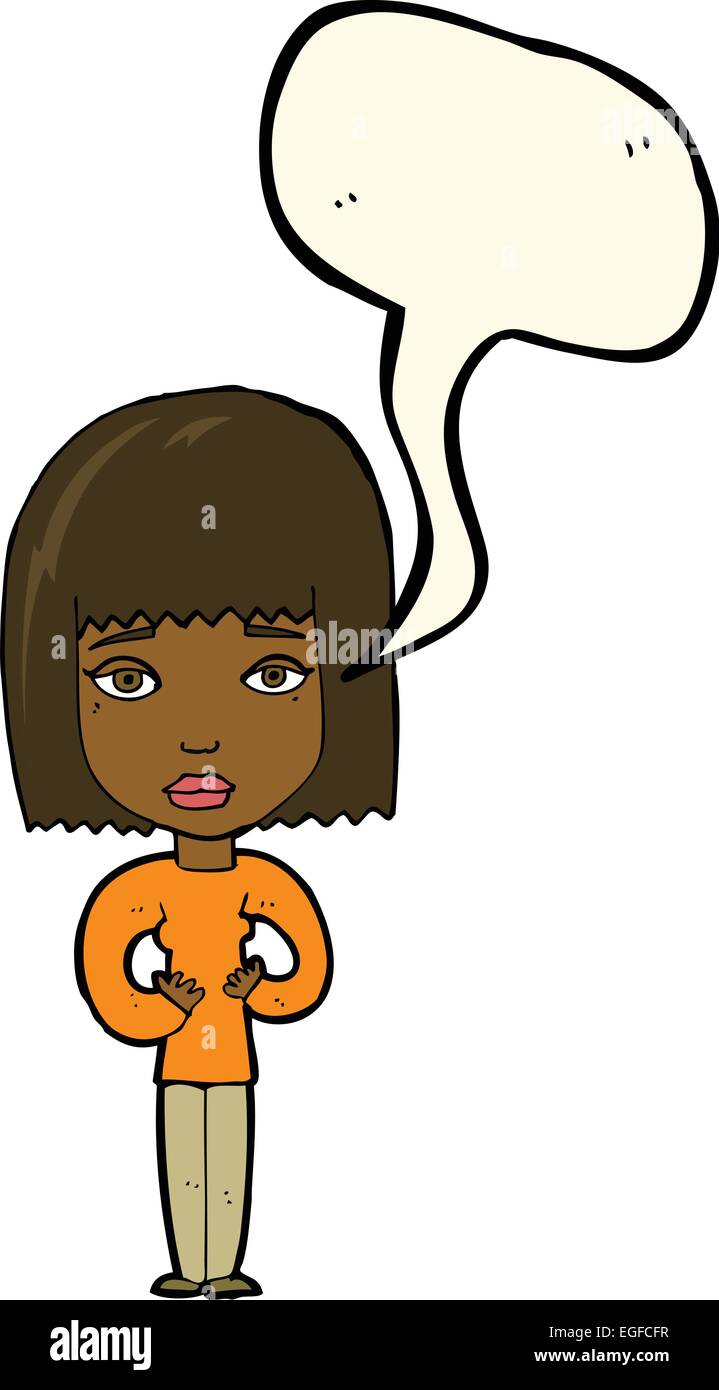cartoon woman indicating self with speech bubble Stock Vector Image ...