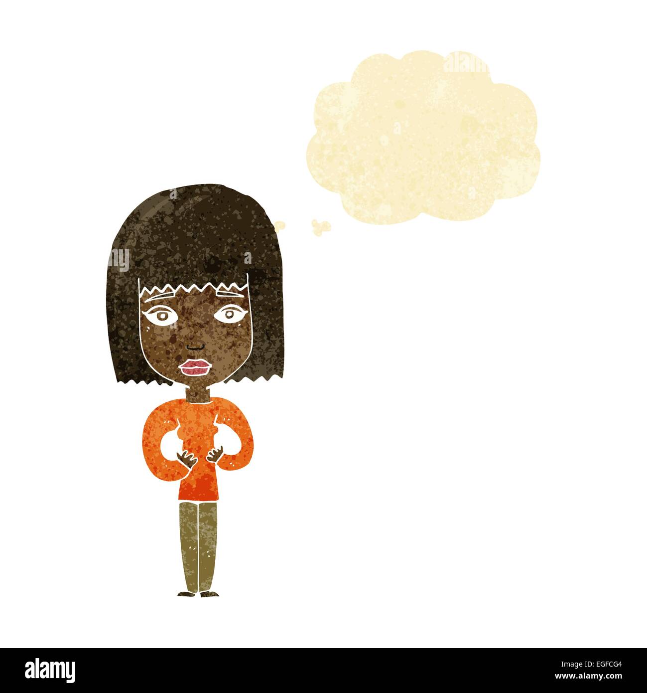 cartoon woman indicating self with thought bubble Stock Vector Image ...