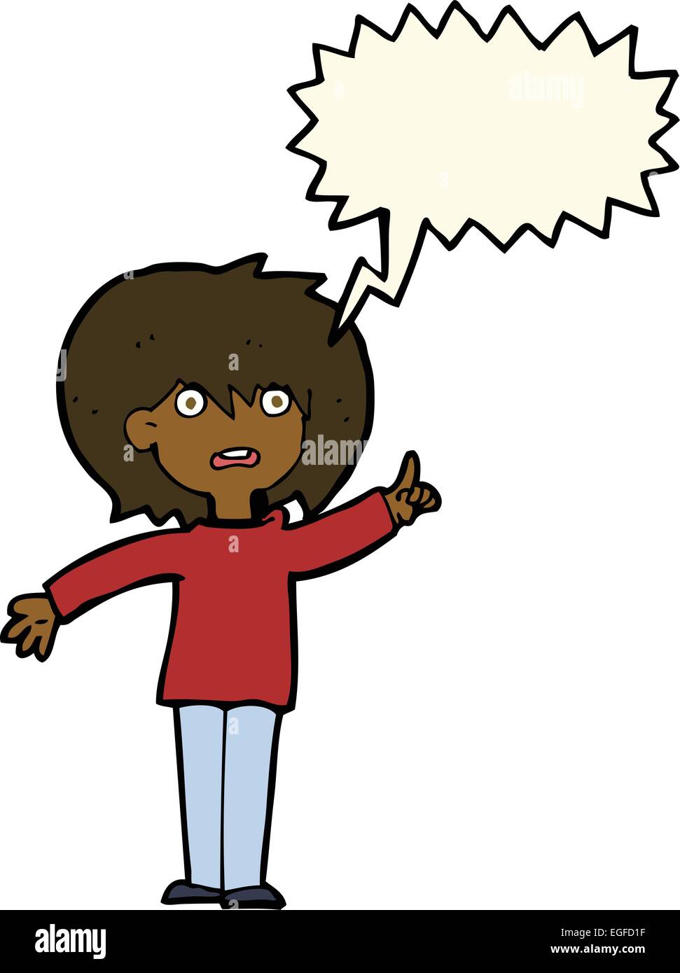 cartoon woman asking question with speech bubble Stock Vector Image ...