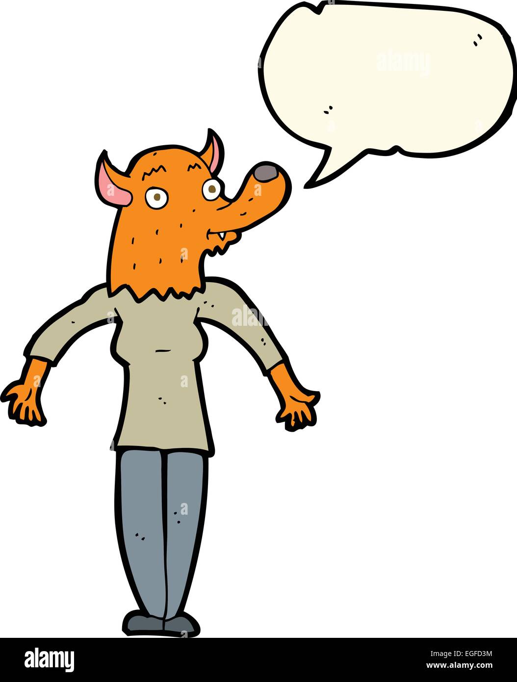 cartoon fox woman with speech bubble Stock Vector Image & Art - Alamy