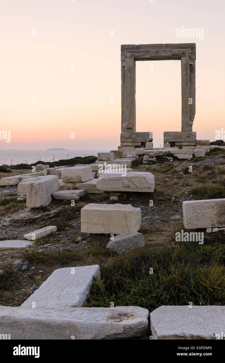 Temple of Apollo Arch on the islet of Palatia, Naxos Island, Greece ...