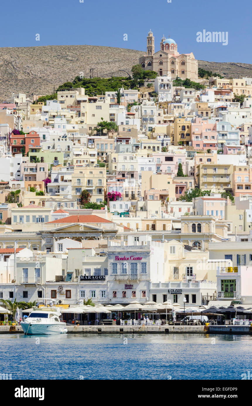 Ermoupoli waterfront, Syros Island, Cyclades, Greece Stock Photo - Alamy