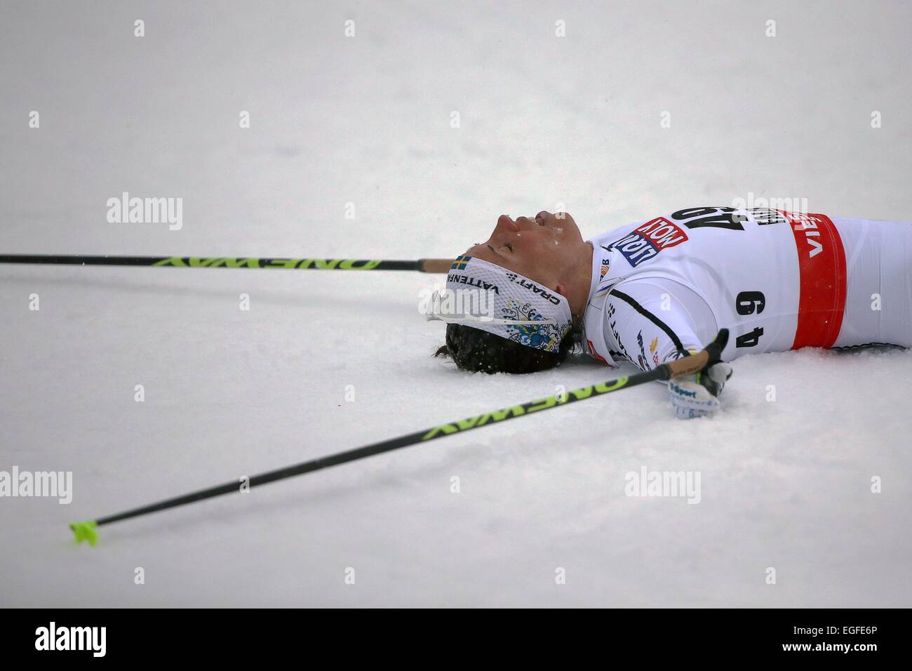 Falun, Sweden. 24th Feb, 2015. Charlotte Kalla of Sweden (1st place ...
