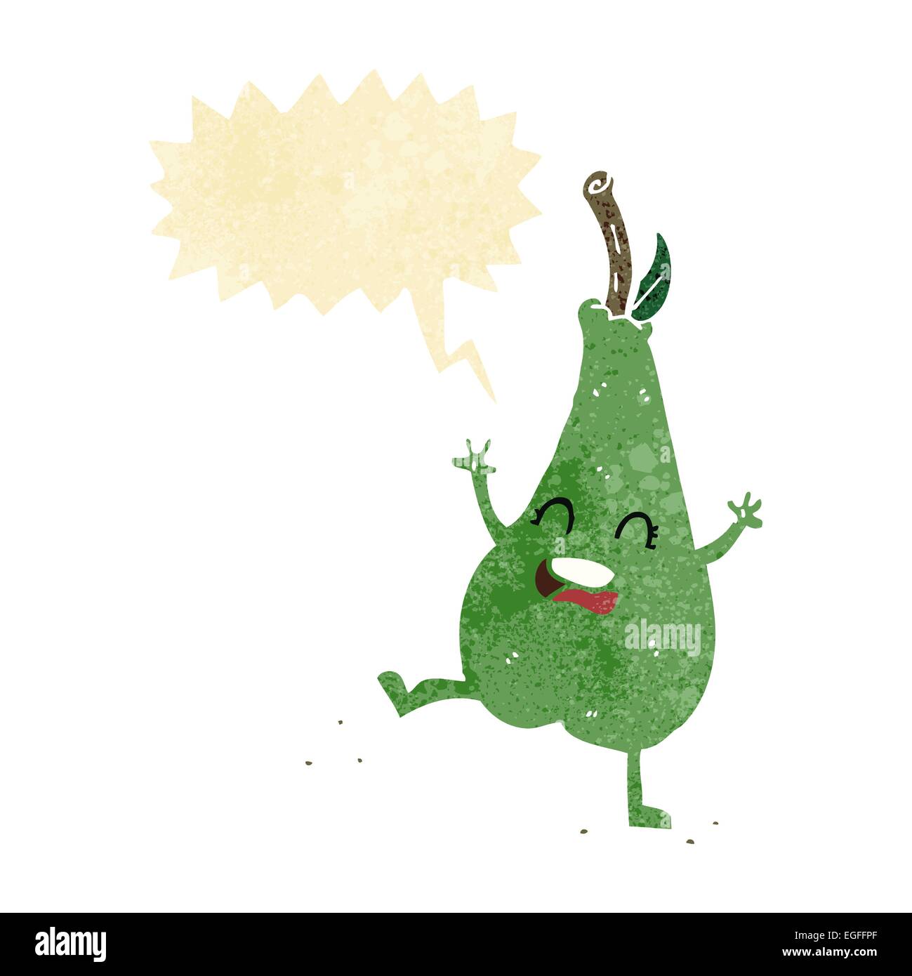cartoon happy dancing pear with speech bubble Stock Vector Image & Art ...