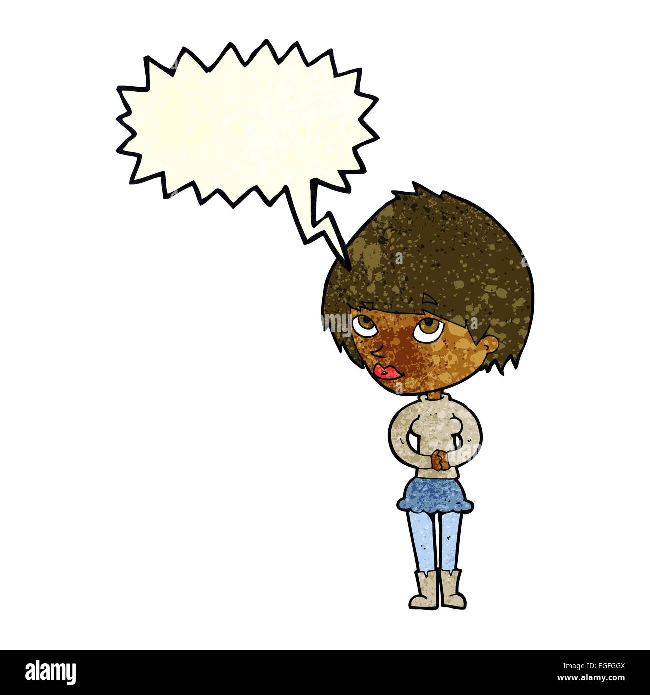 cartoon nervous woman with speech bubble Stock Vector Image & Art - Alamy