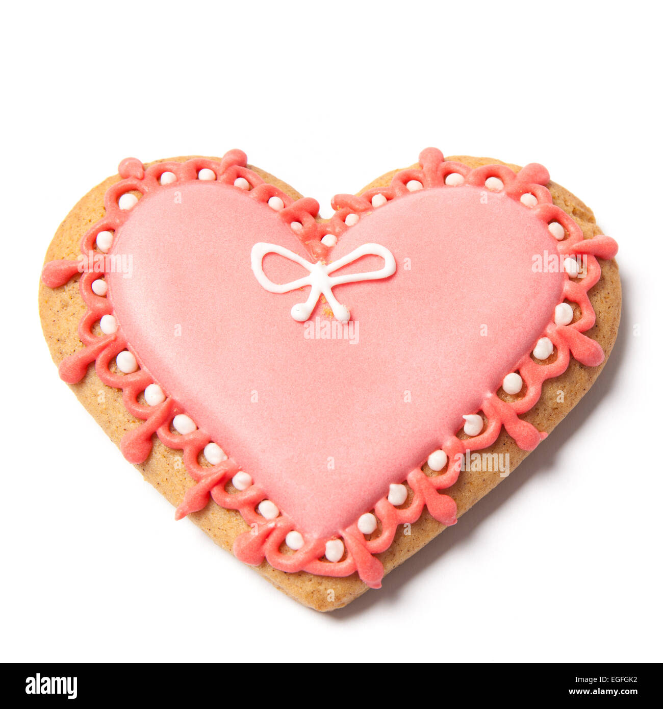Decorated Saint Valentines gingerbread isolated on white background ...