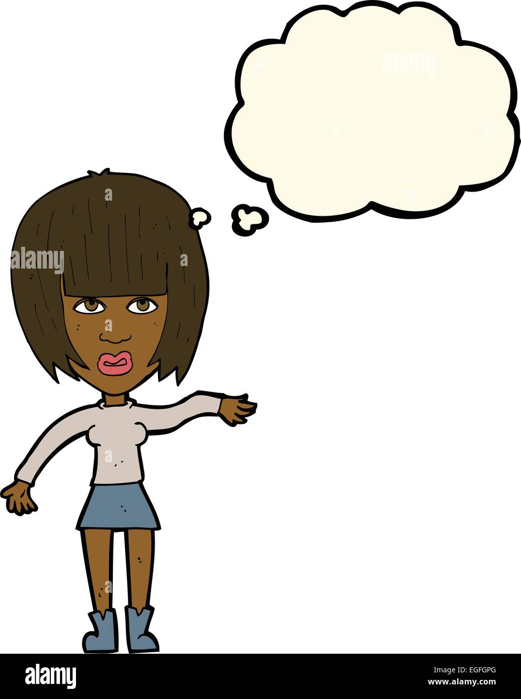 cartoon woman waving away with thought bubble Stock Vector Image & Art ...