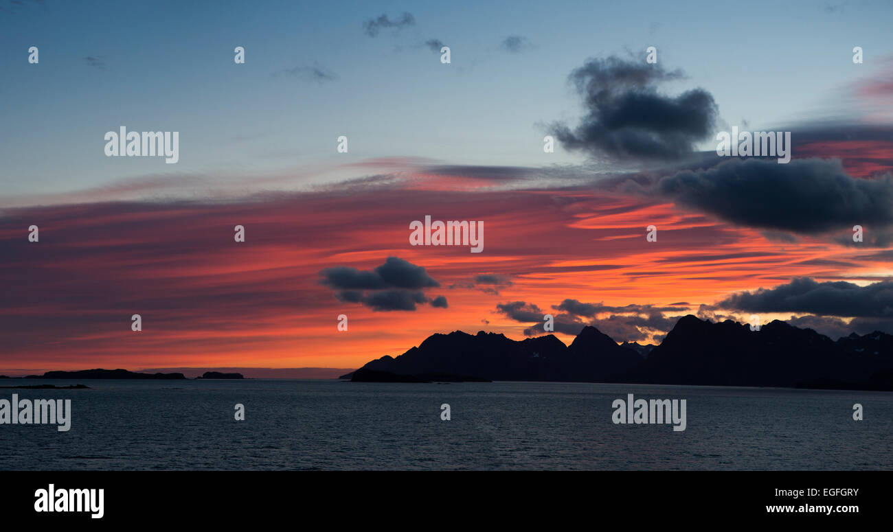 South Atlantic, South Georgia, dawn over island from Salisbury Plain ...