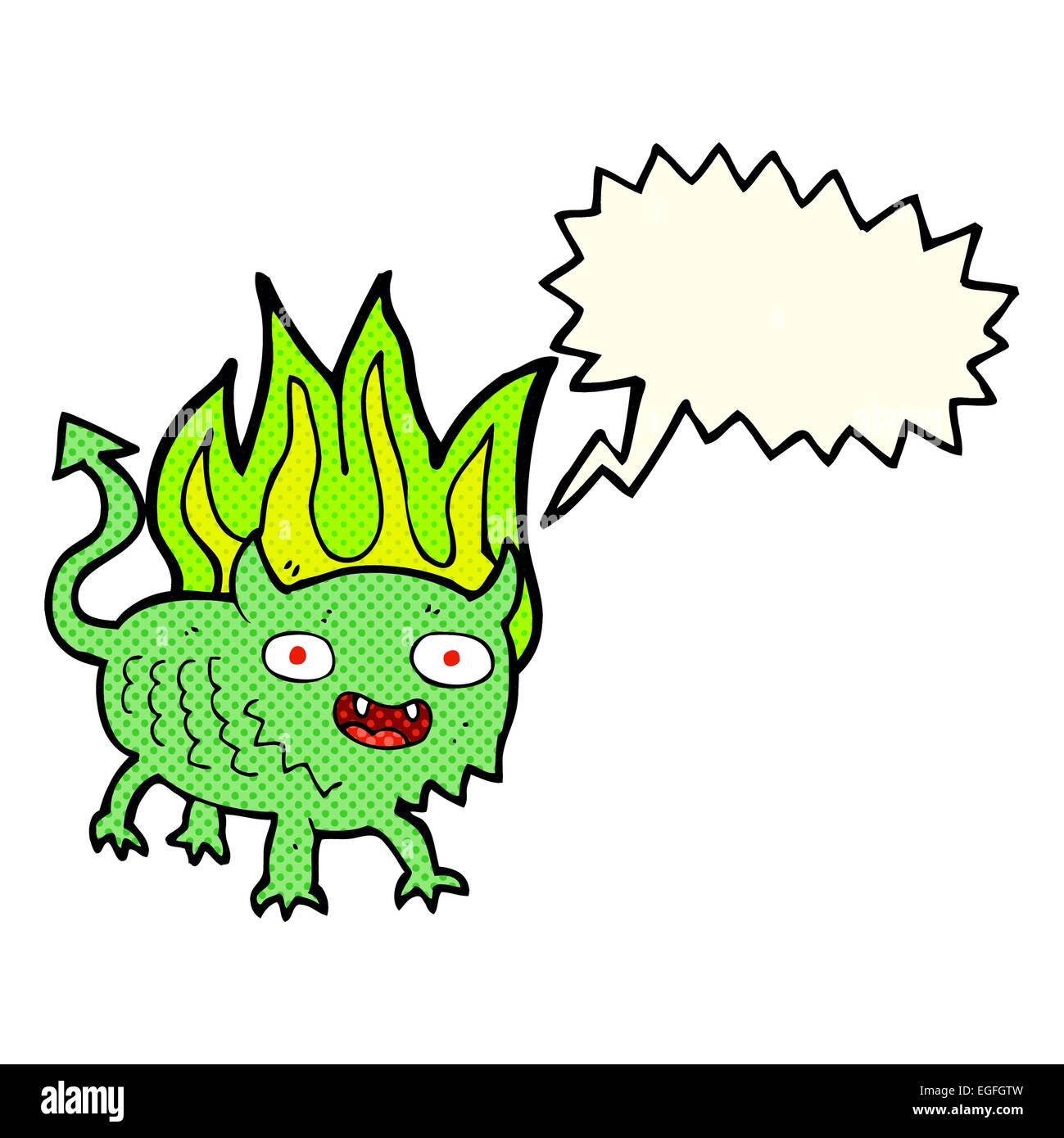 cartoon little demon with speech bubble Stock Vector Image & Art - Alamy