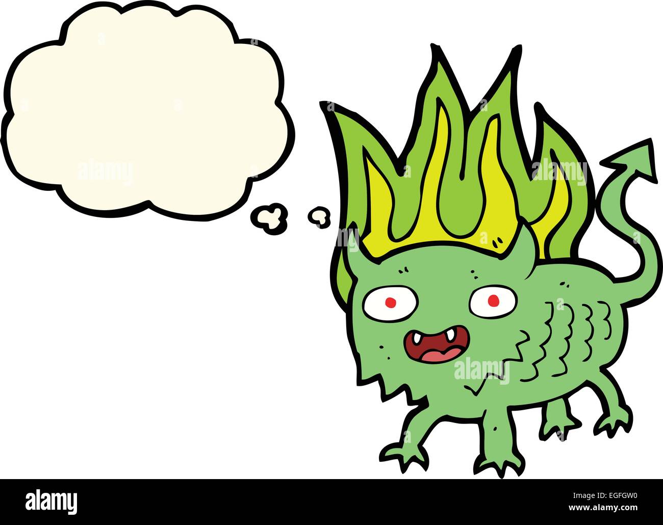 cartoon little demon with thought bubble Stock Vector Image & Art - Alamy