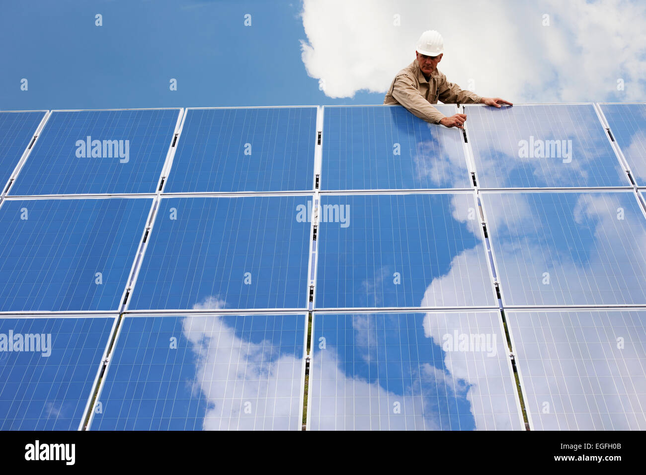 Working On Solar Panels Stock Photo - Alamy