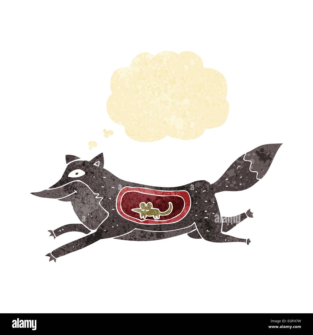 cartoon wolf with mouse in belly with thought bubble Stock Vector Image ...