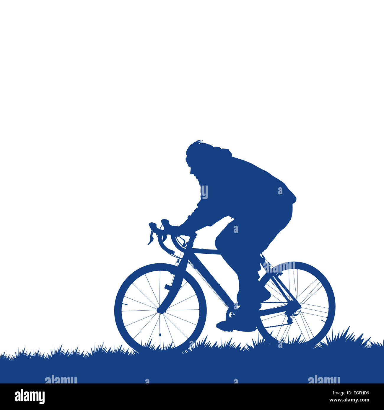 Silhouette of a cyclist on the grass Stock Photo - Alamy