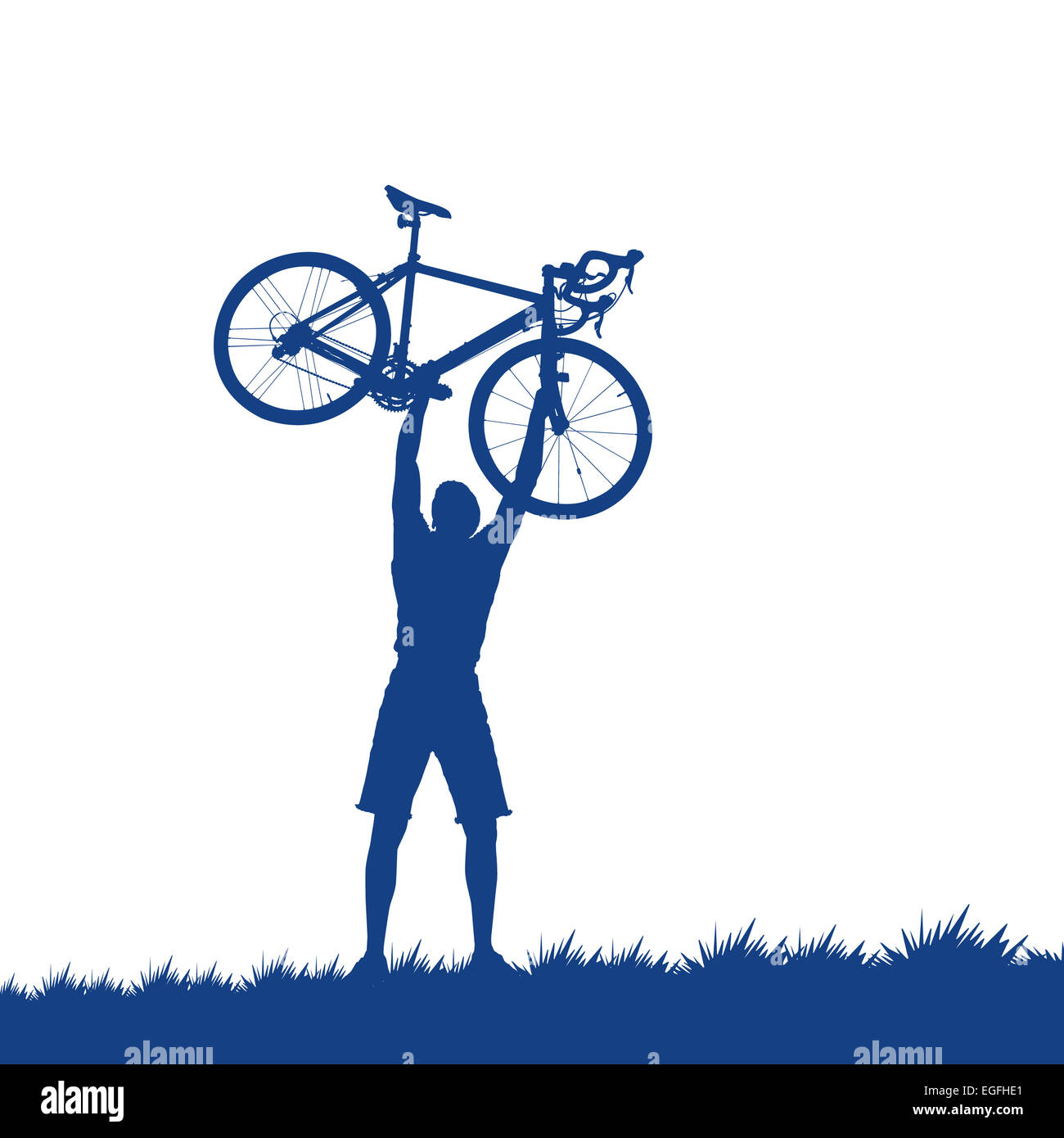 Silhouette of a cyclist on the grass Stock Photo - Alamy