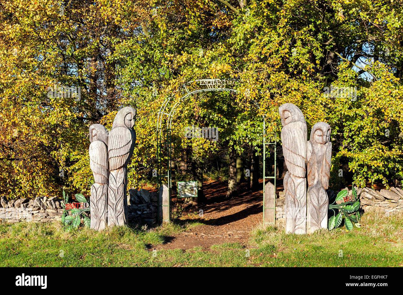 The entrance to the "Enchanted Wood" at Adderstone field in Dalby ...
