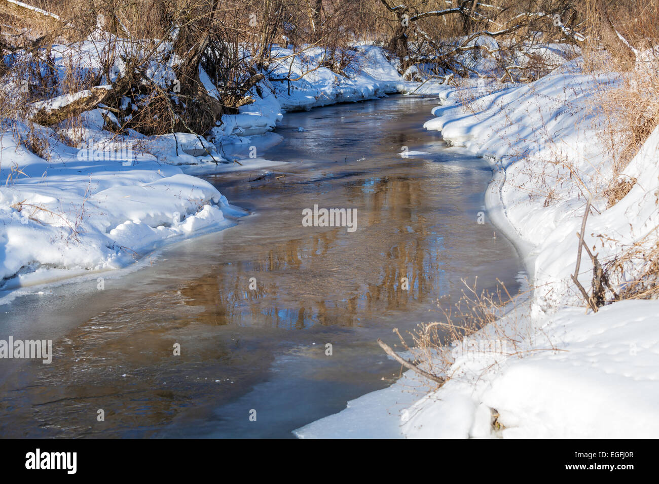 Forest River with Snow at Early Spring, Russian Nature Stock Photo - Alamy