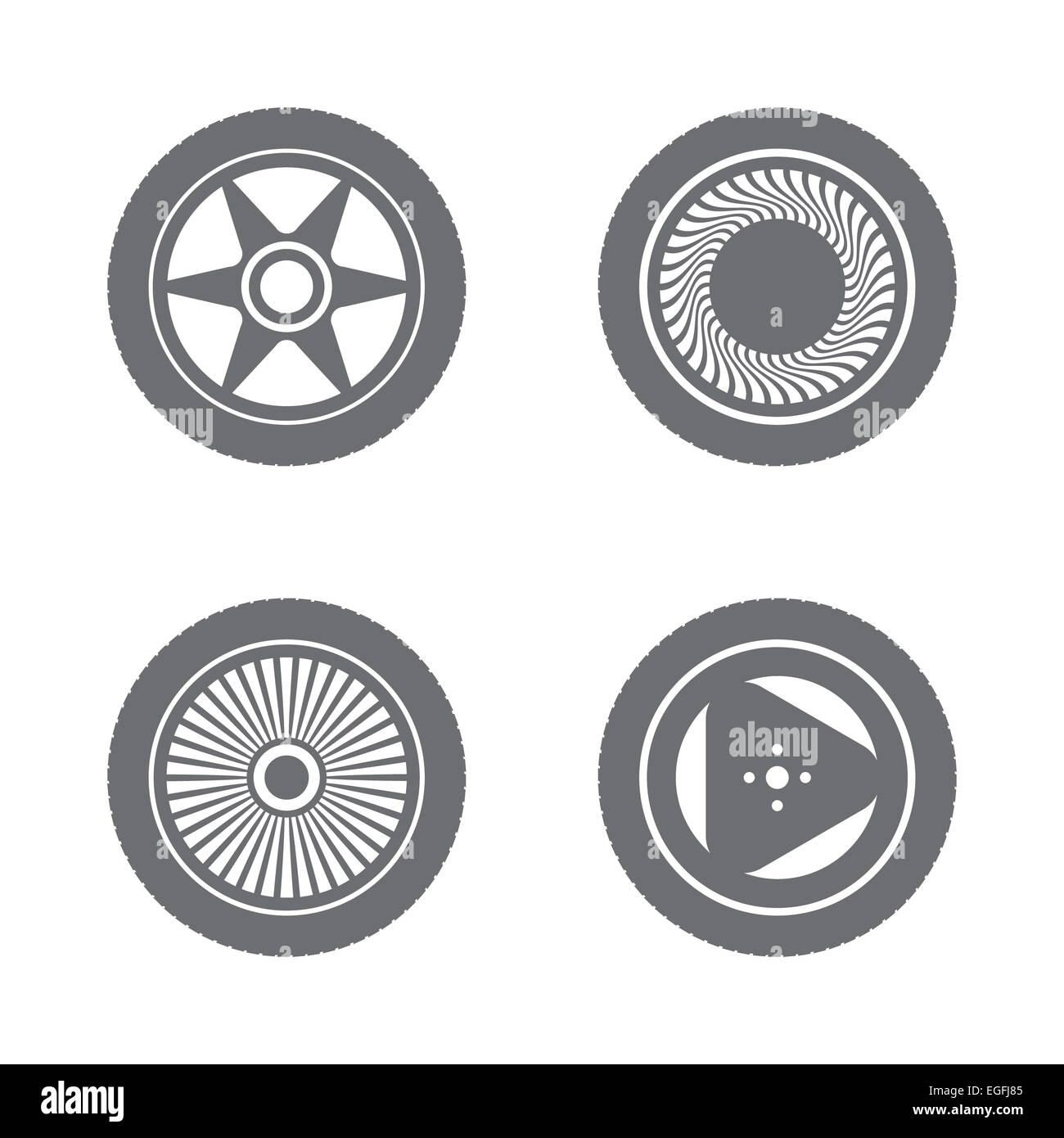Set of wheel rims Stock Photo - Alamy