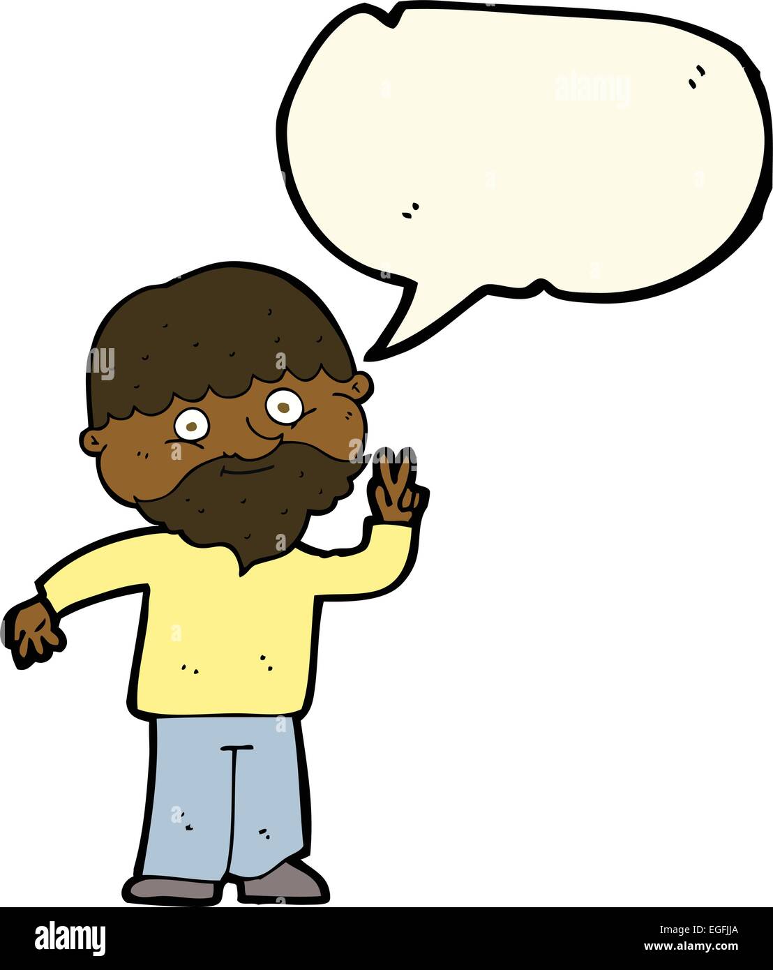 cartoon man giving peace sign with speech bubble Stock Vector Image ...