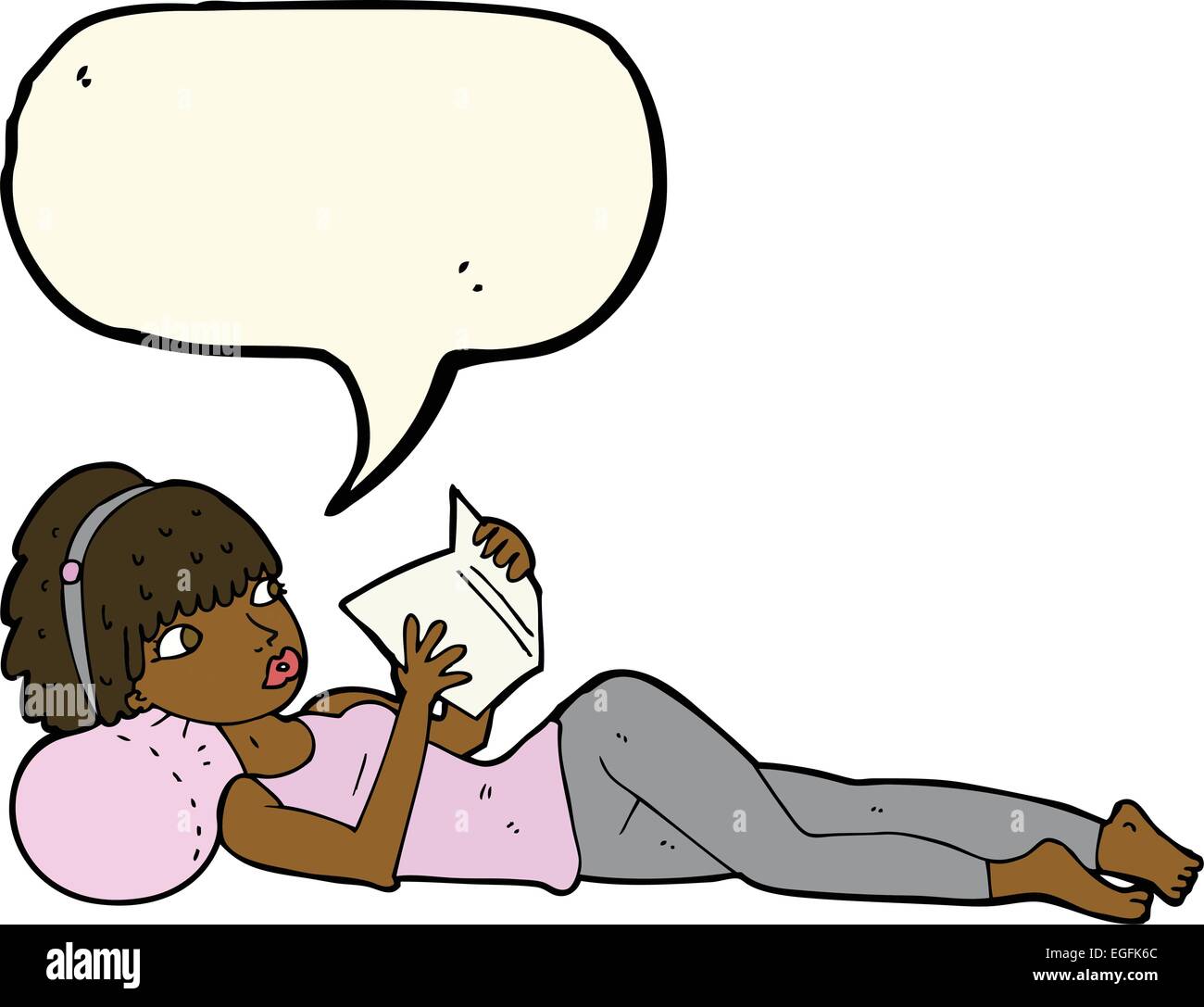 cartoon pretty woman reading book with speech bubble Stock Vector Image ...