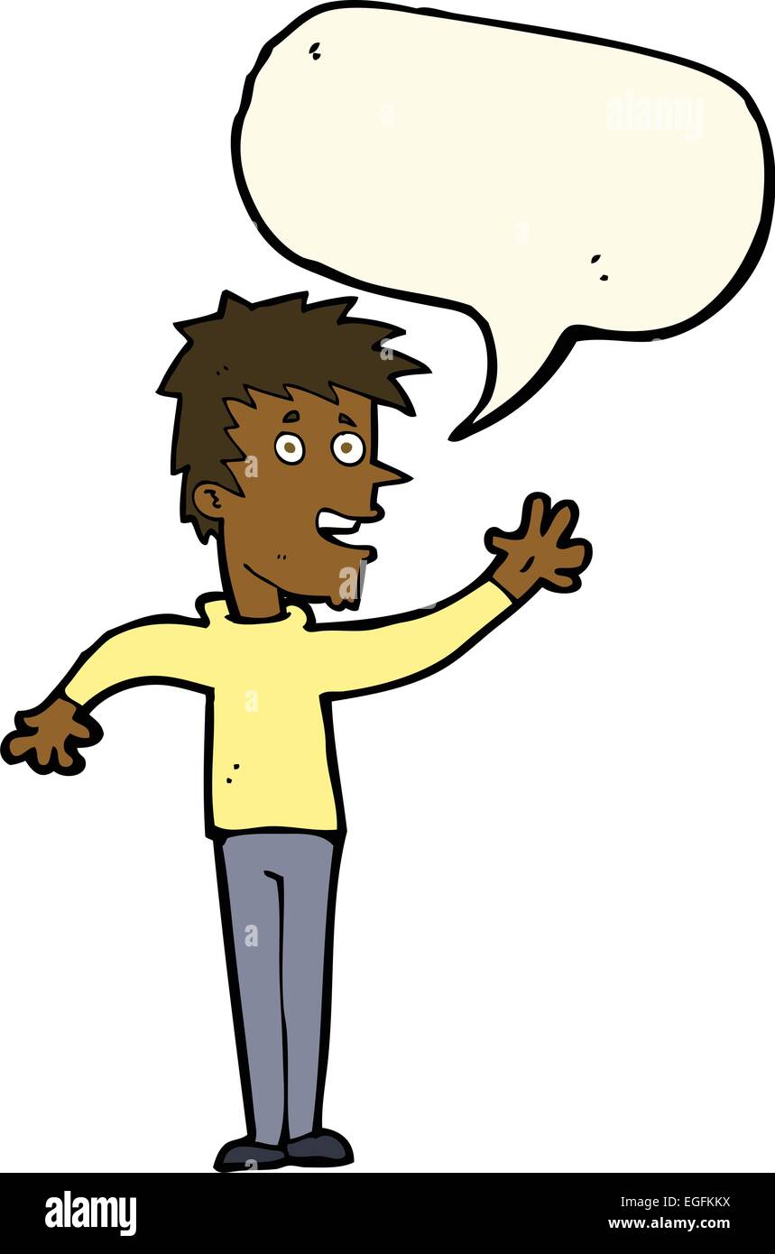 cartoon happy boy waving with speech bubble Stock Vector Image & Art ...