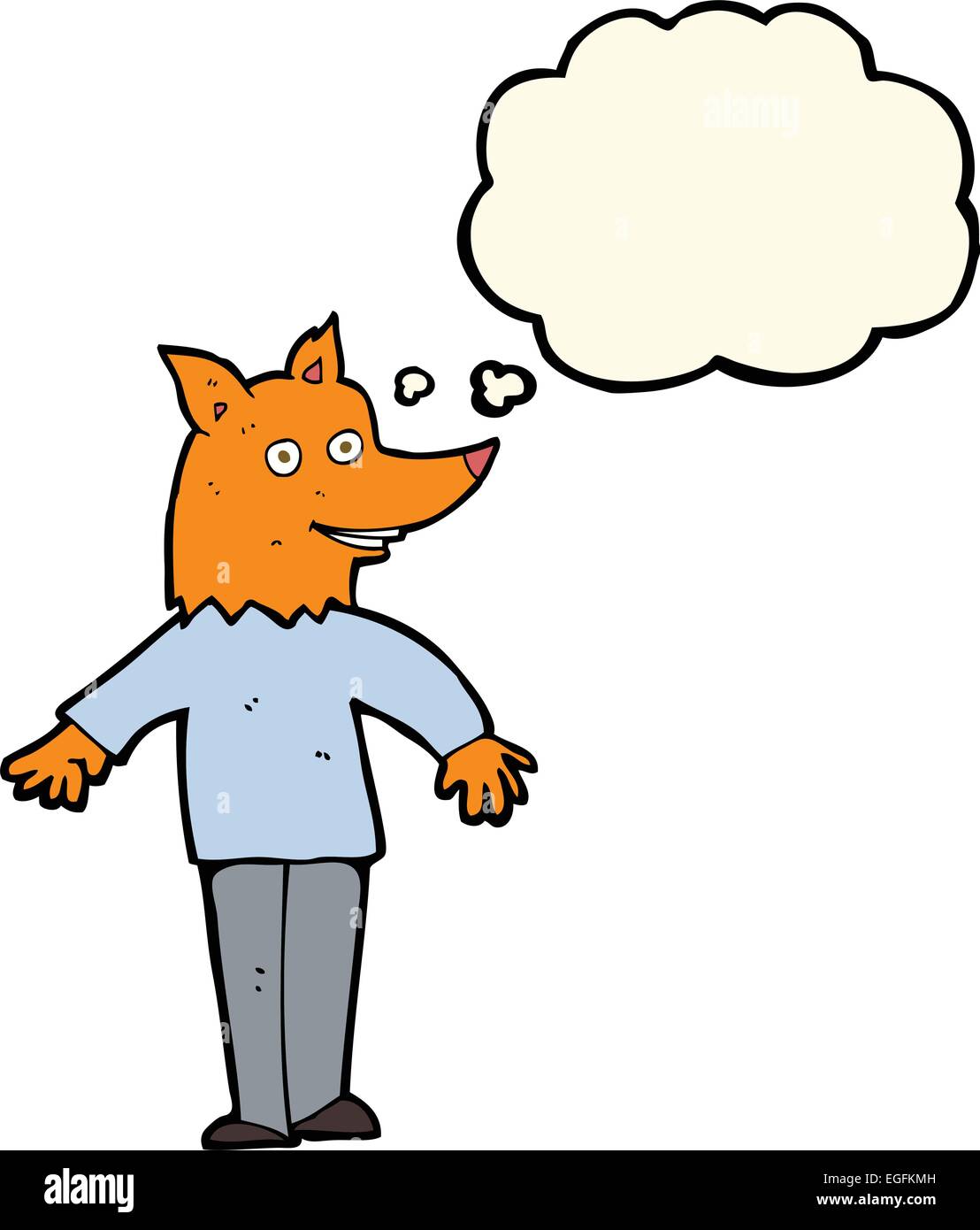 cartoon happy fox man with thought bubble Stock Vector Image & Art - Alamy
