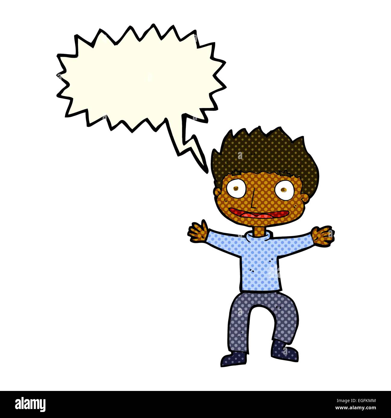 cartoon grinning boy with speech bubble Stock Vector Image & Art - Alamy