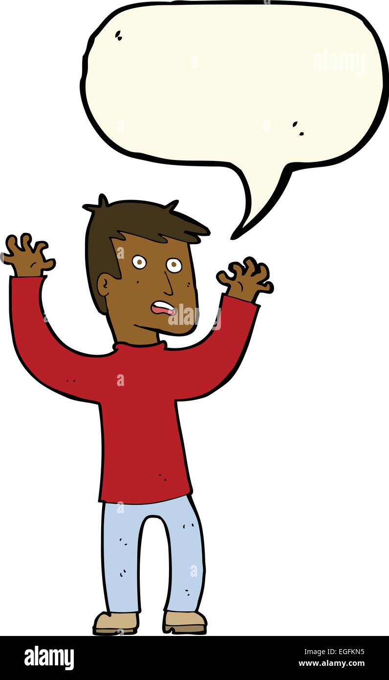 cartoon terrified man with speech bubble Stock Vector Image & Art - Alamy
