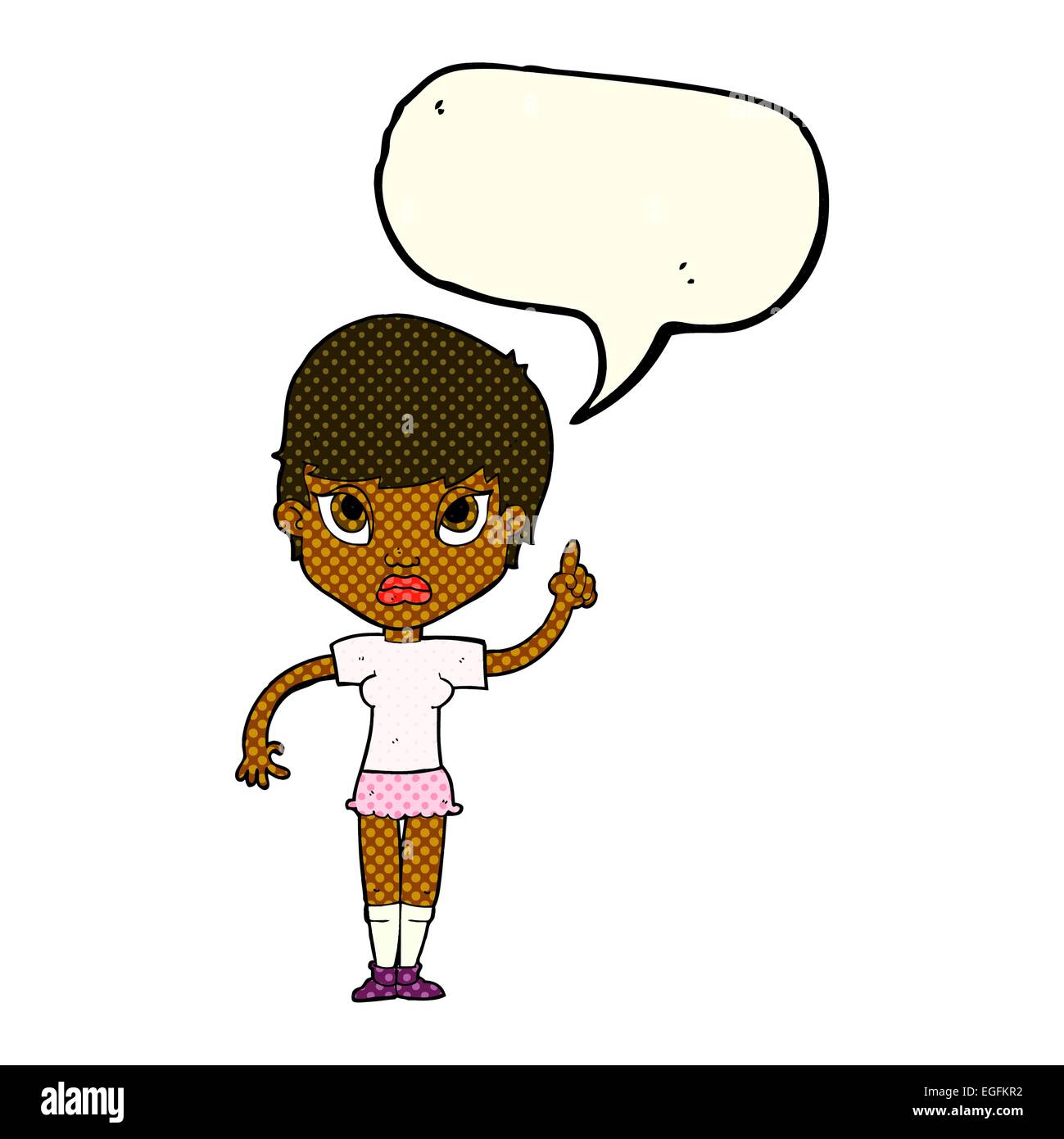 Cartoon girl asking question bubble Cut Out Stock Images & Pictures - Alamy