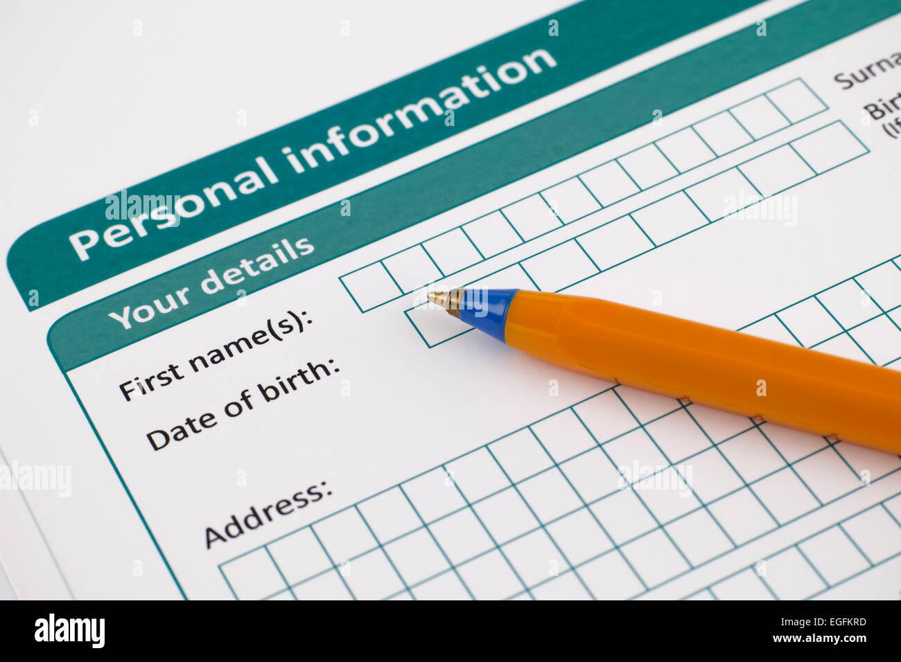 Personal information hi-res stock photography and images - Alamy