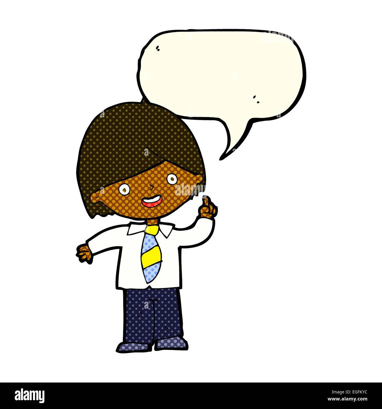 cartoon school boy answering question with speech bubble Stock Vector ...