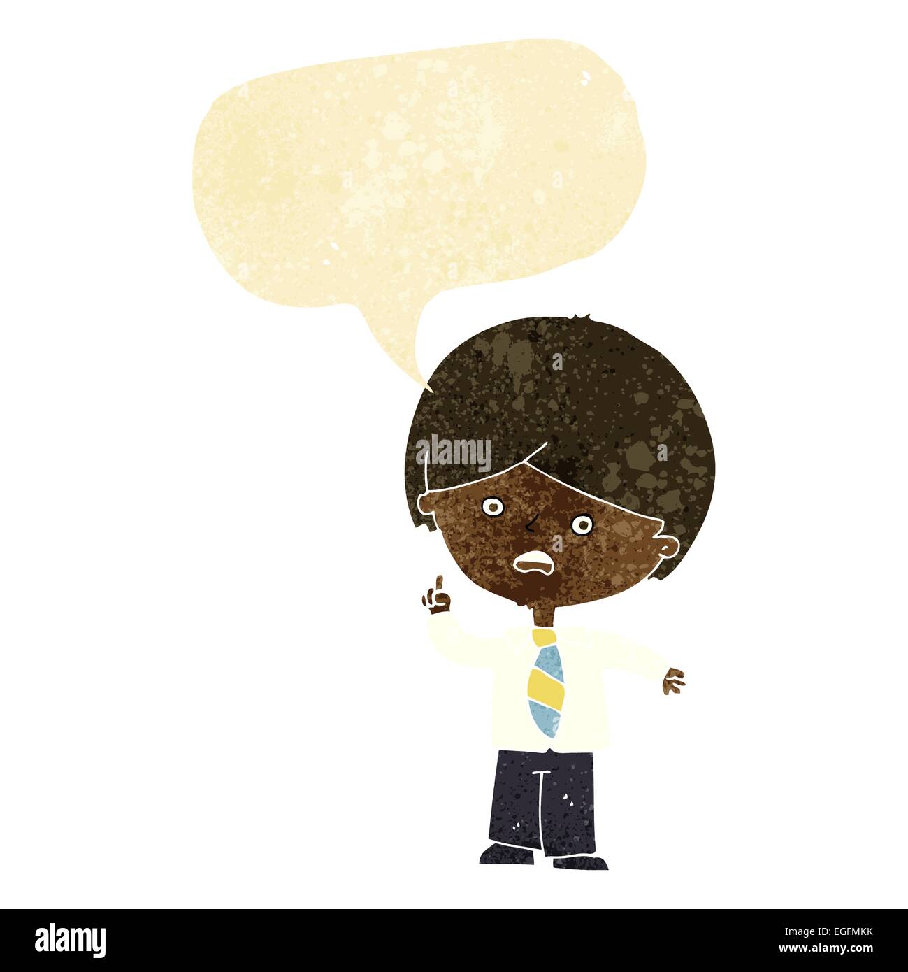 cartoon worried school boy raising hand with speech bubble Stock Vector ...