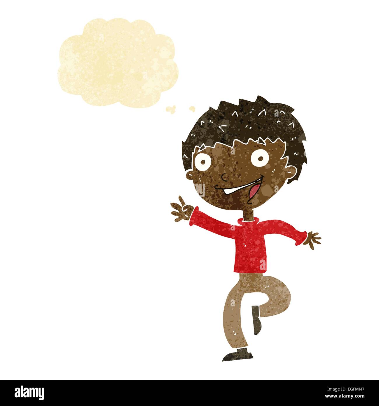 cartoon excited boy with thought bubble Stock Vector Image & Art - Alamy