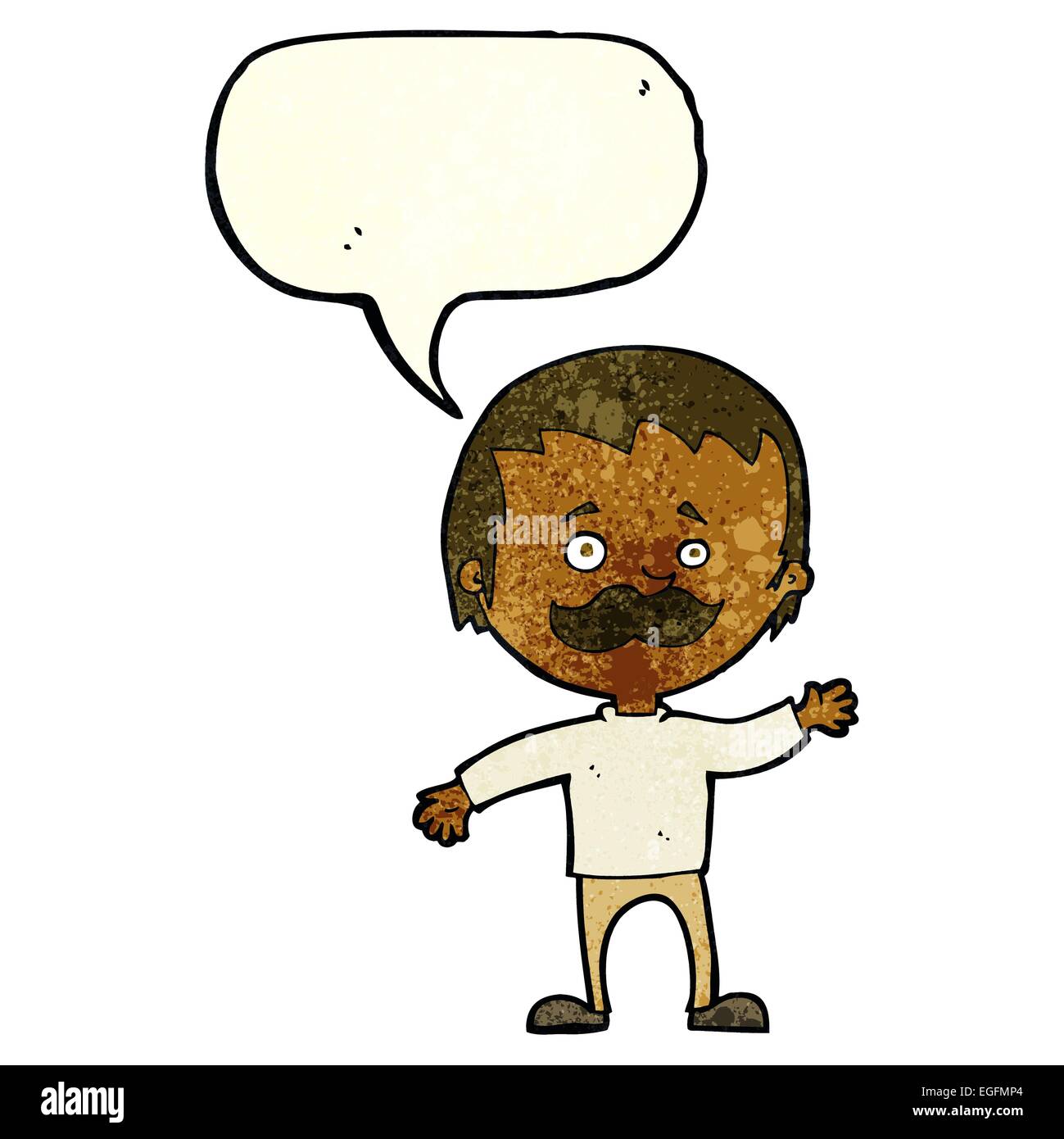 cartoon man with mustache waving with speech bubble Stock Vector Image ...